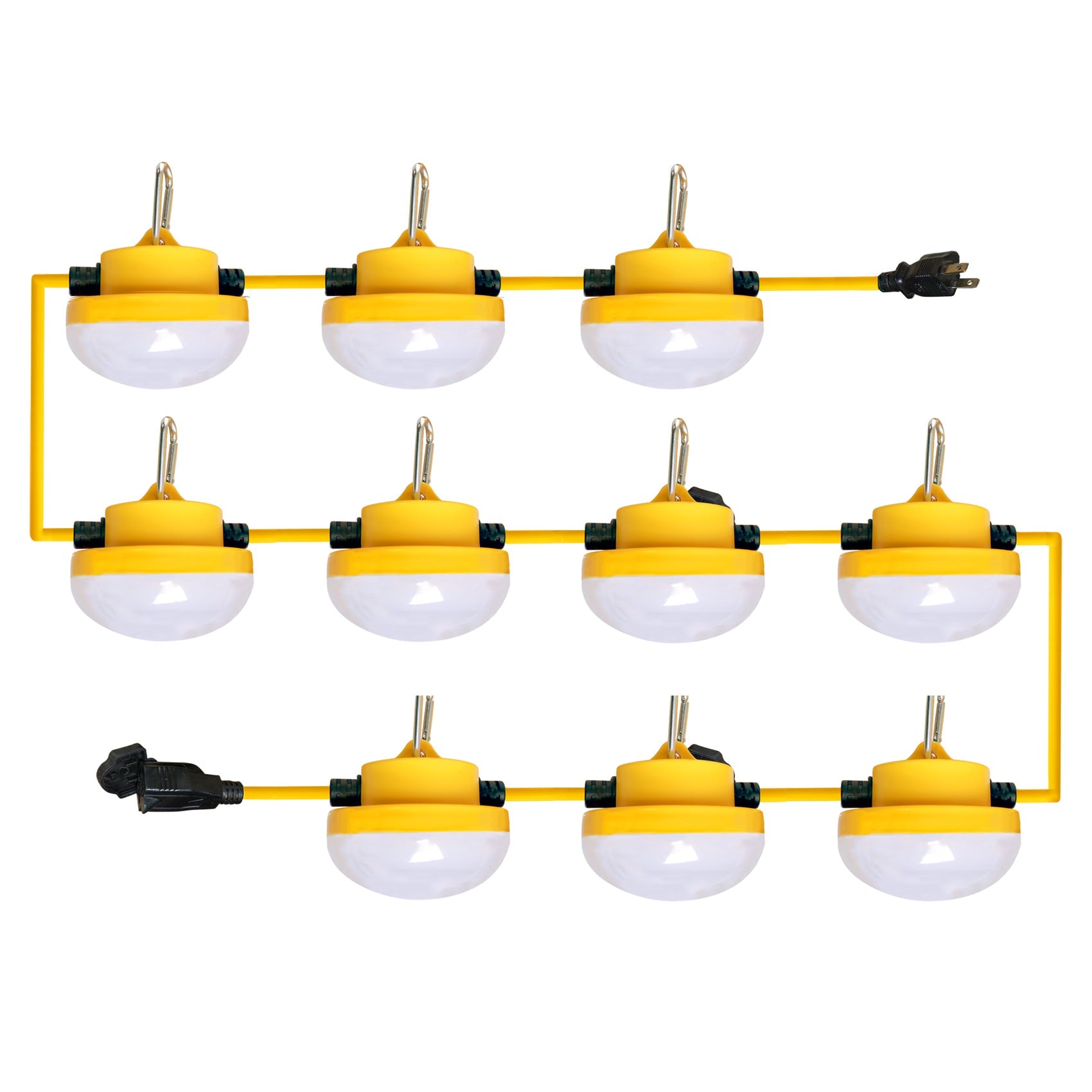 Construction String Light - 10 Lights, 100 ft, 2 Prong Plug